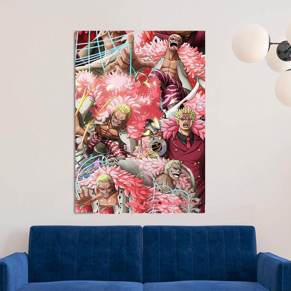 Doflamingo Canvas Poster Framed | One piece Merchandise | Up to 80% Off ...