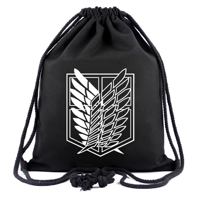 Attack on Titan Anime Drawstring Bag Men Women Travel Backpack Cosplay ...