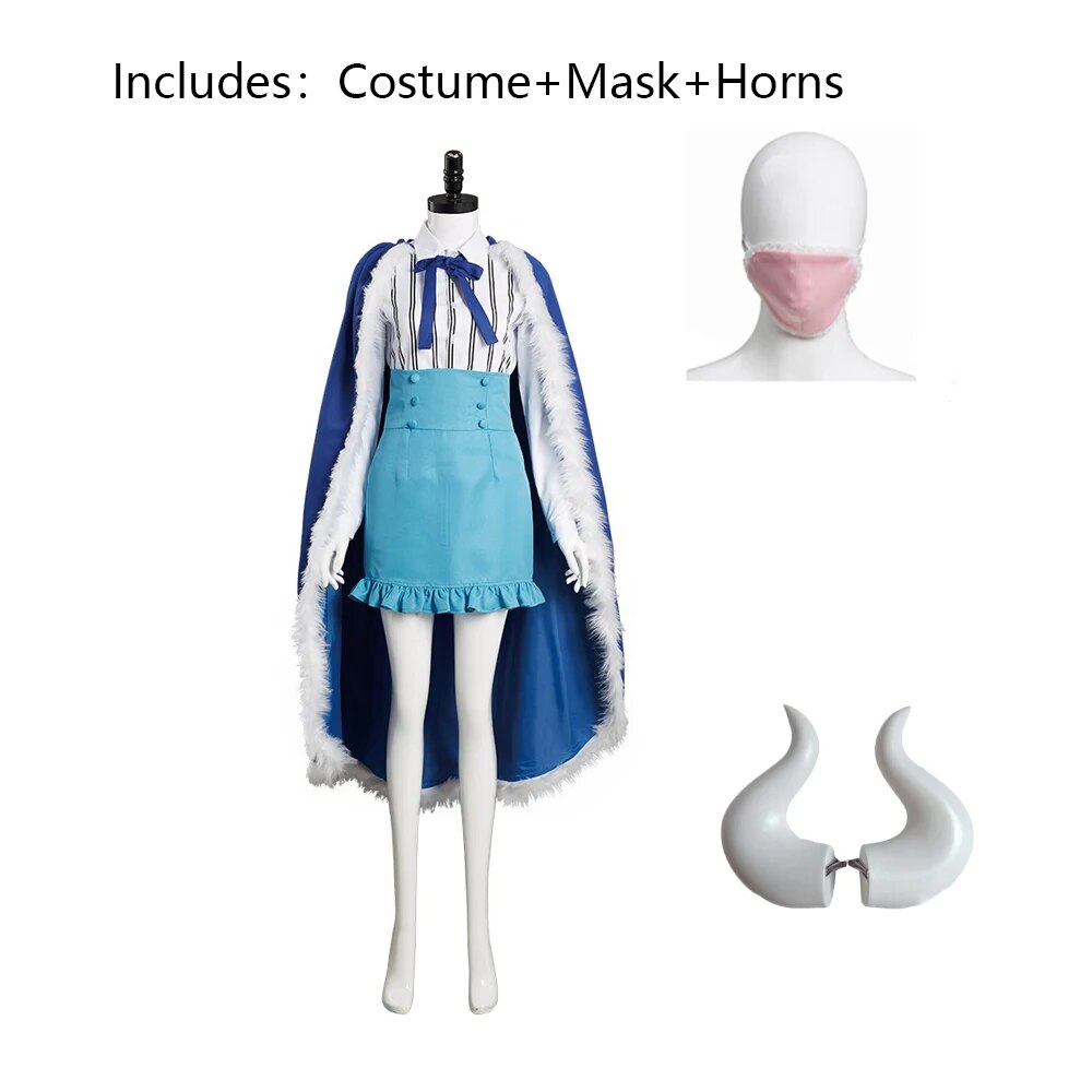 Anime One Piece Ulti Cosplay Costume Ulti Cloak Dress Wigs Horns Hammer ...